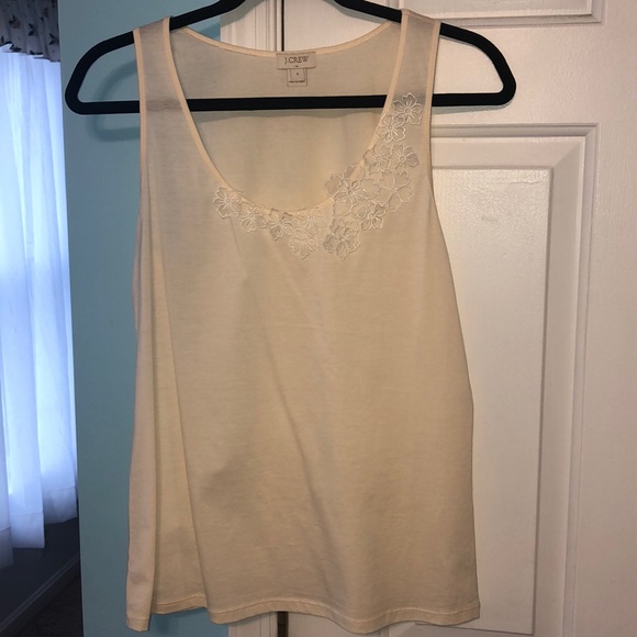 J. Crew | Tops | Cream Colored Tank With Flower Detail | Poshmark